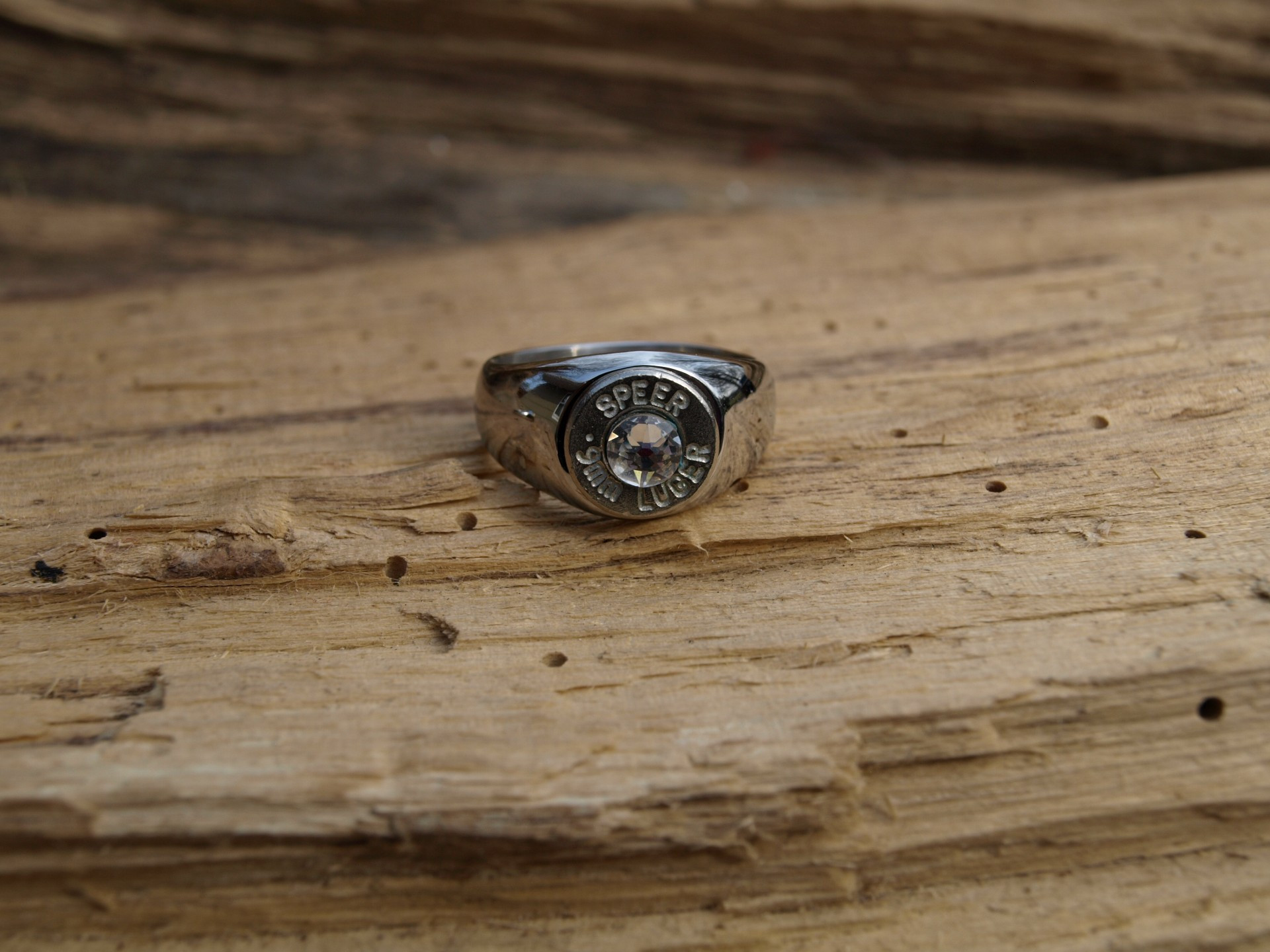 R-208 Nickel 9 Bullet Ring. Stainless Steel Thin Band Bullet Ring ...