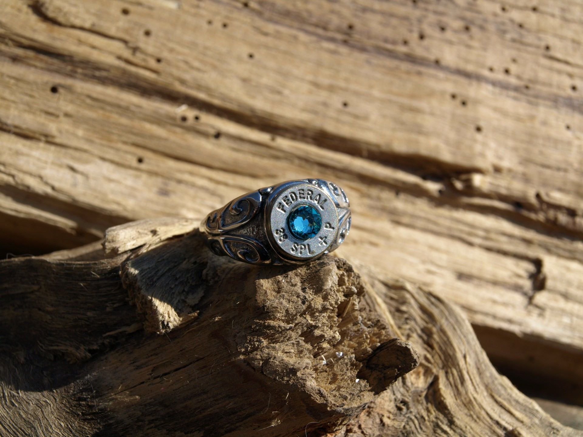 R-204 Brass 9 Bullet RIng. Stainless Steel Scroll Design Bullet Ring ...