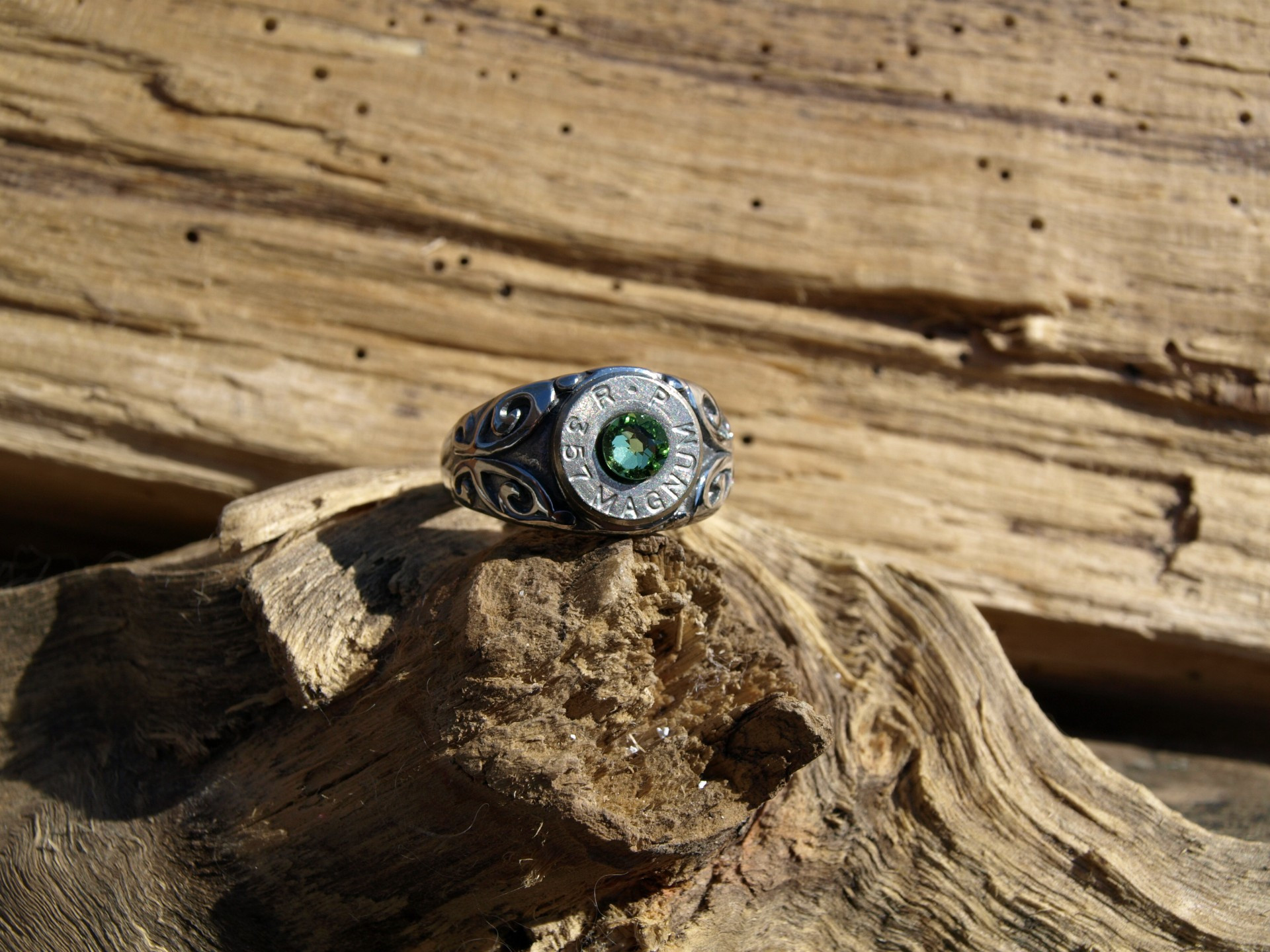 R-204 - Nickel 357 Bullet Ring - Stainless Steel Scroll Ring with ...