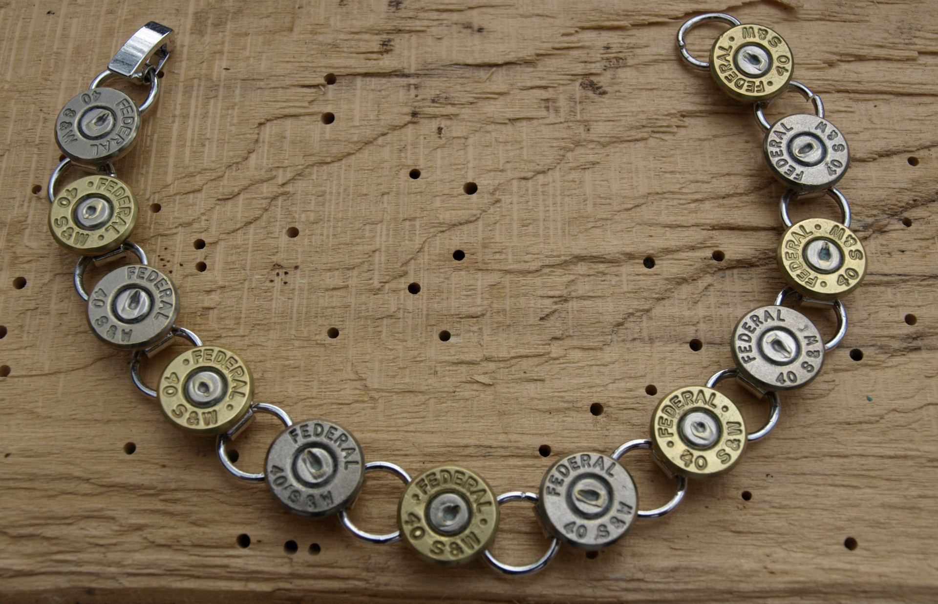 B-418-13BN Bullet Tennis Bracelet with Alternating Nickel and Brass ...