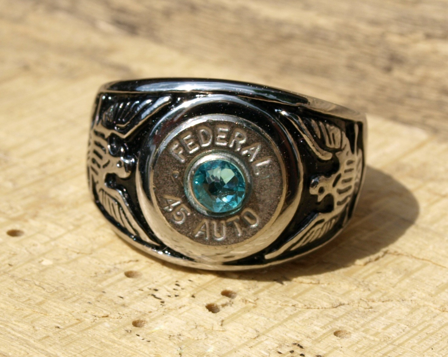 RM-101 Nickel 40 Eagle Bullet Ring. Stainless Steel Bullet Ring with a ...