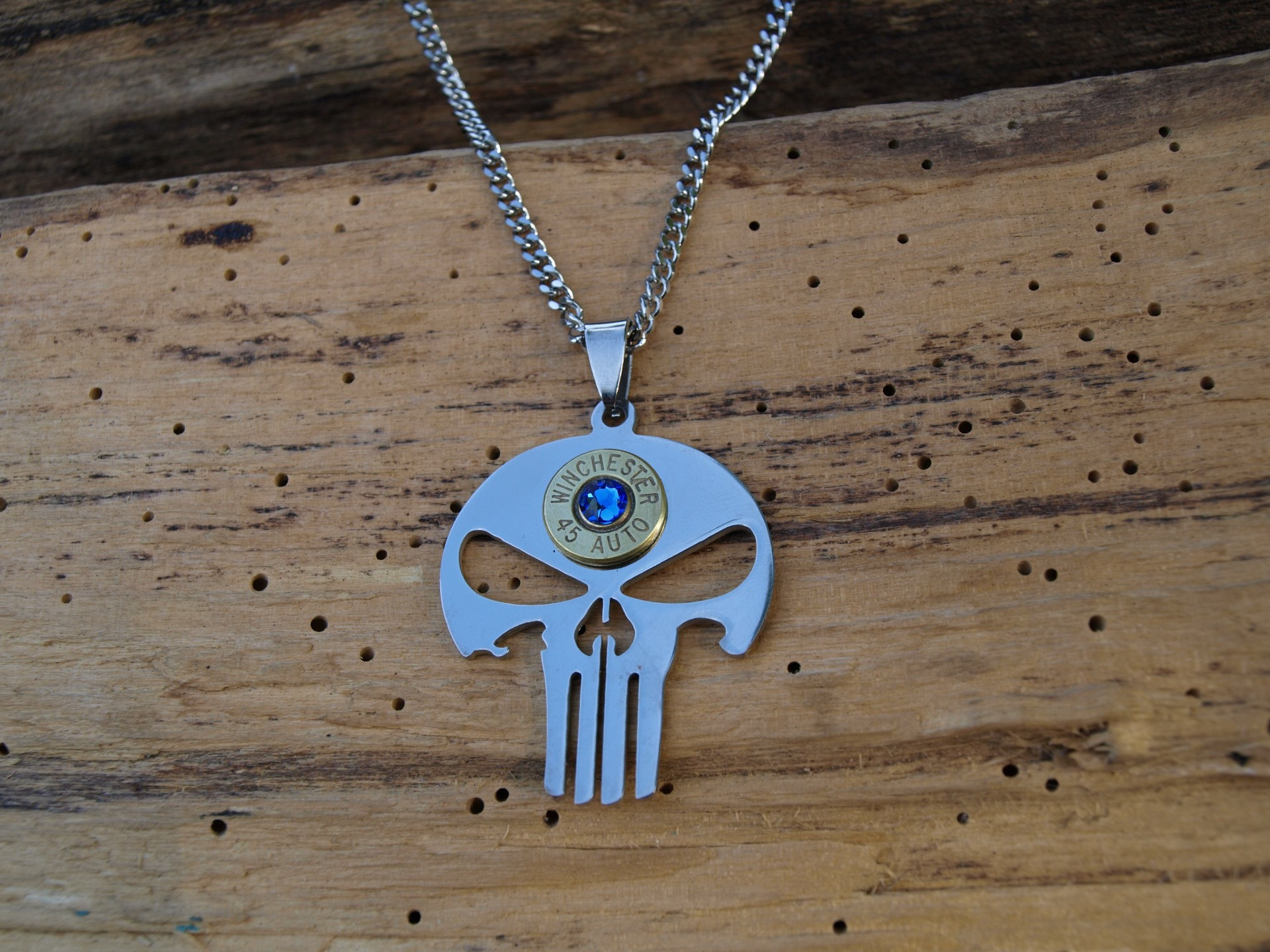 N-3310H Punisher Skull Bullet Necklace with your bullet choice on ...