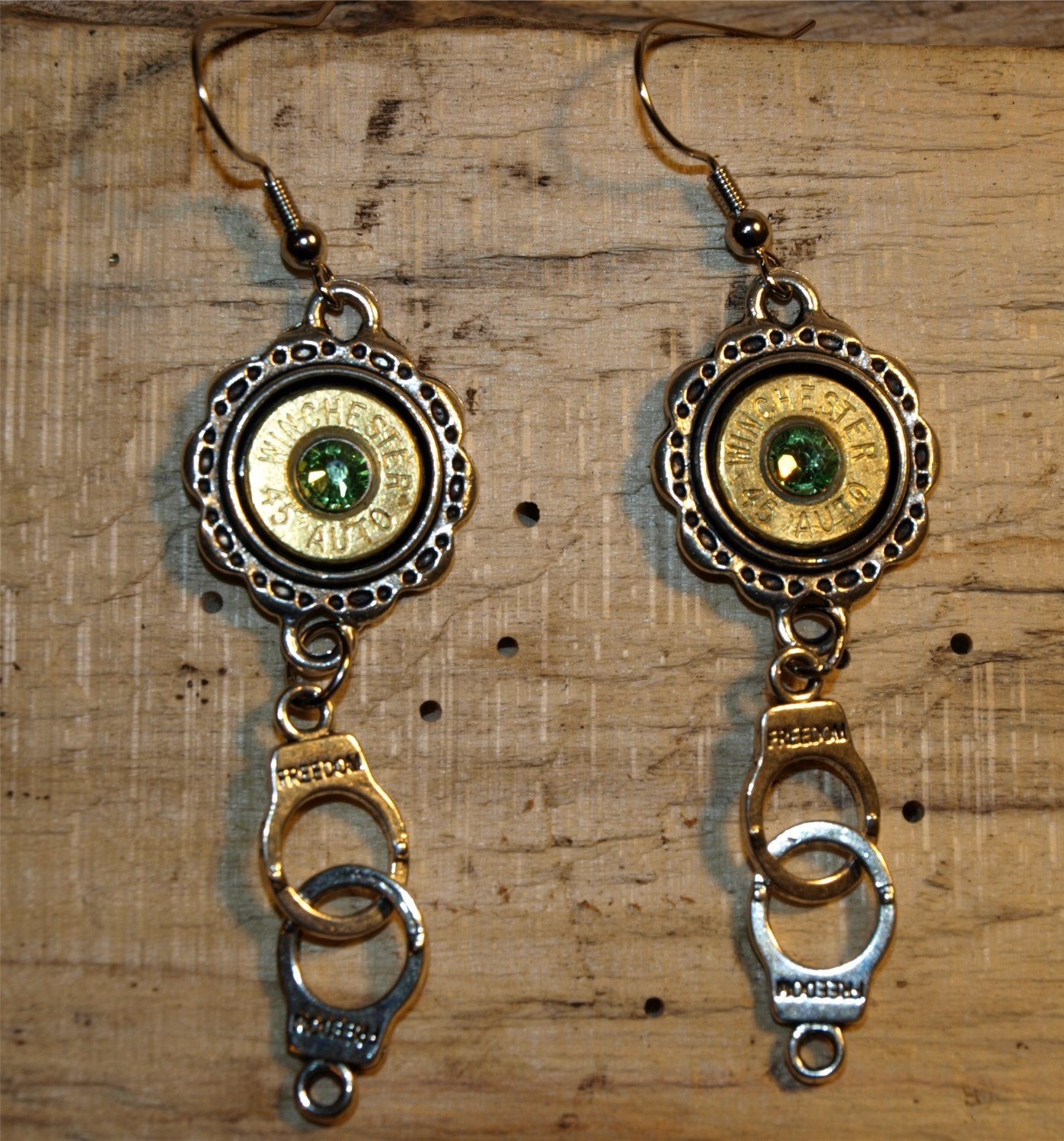 Es-612 45 Auto Bullet Earrings made with Fancy Round Silver Bullet ...