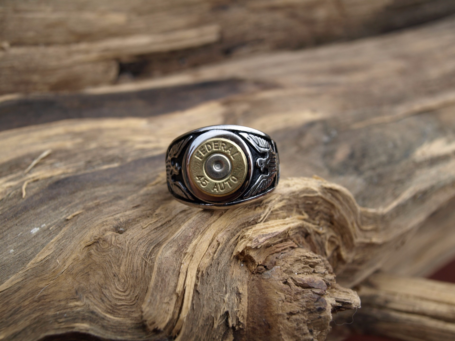 RM-101 Brass 38 Eagle Bullet Ring. Heavy Stainless Steel Bullet Ring ...