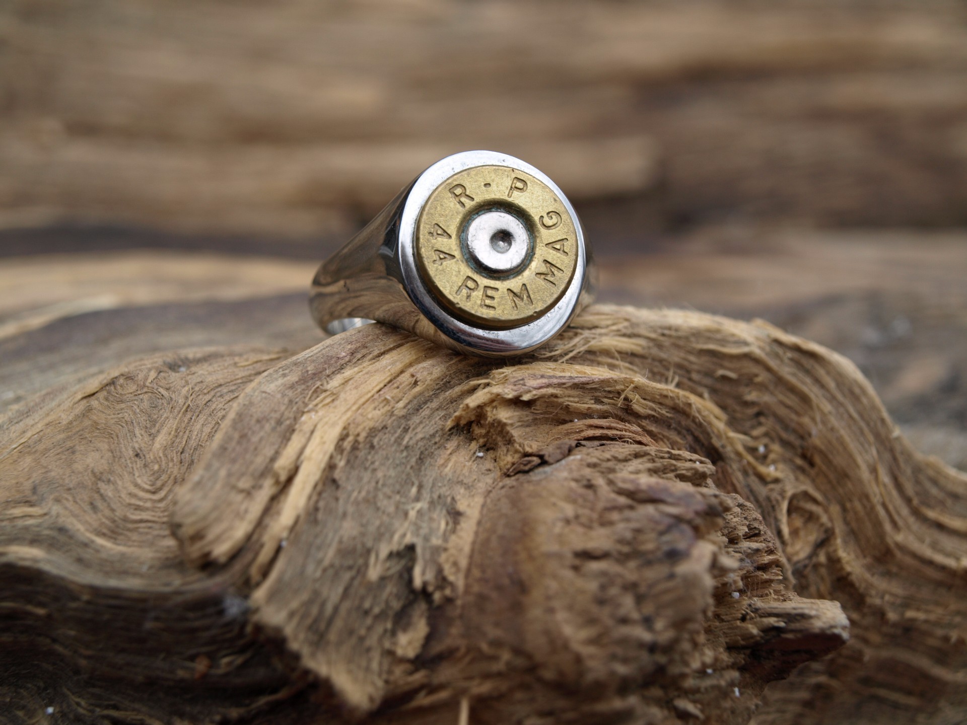 RM-108 Brass 44 Round Bullet Ring. Stainless Steel Bullet Ring with a ...
