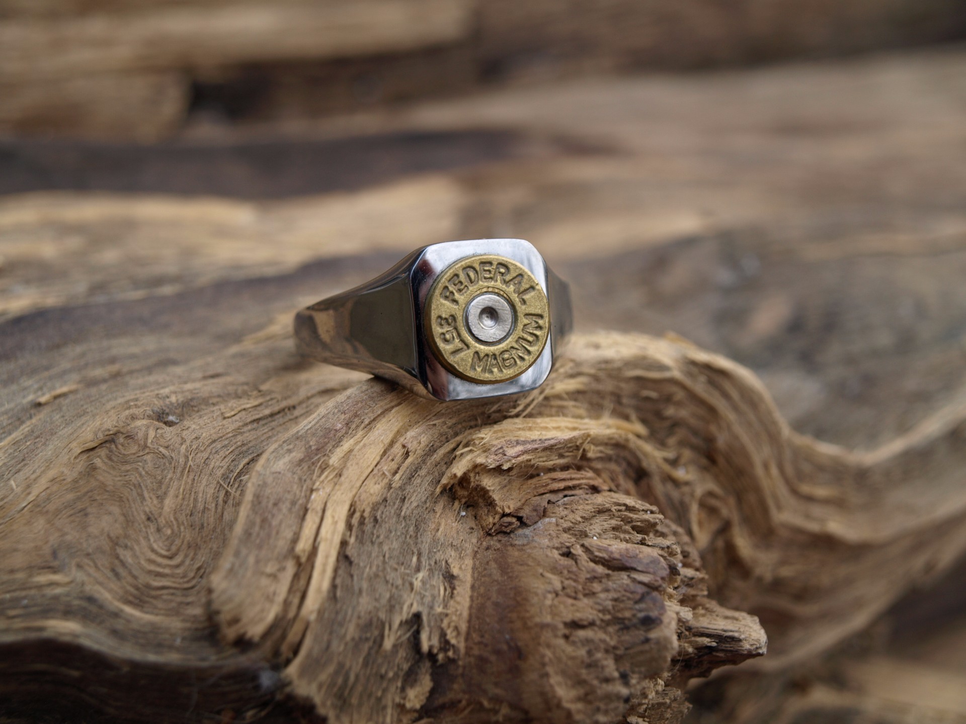RM-110 Nickel 357 Square Bullet Ring. Square Stainless Steel Bullet ...