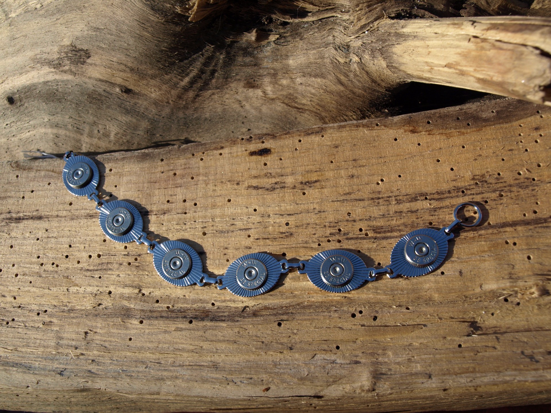 B-408 S6 Silver Plated SIX Bullet Chain Bracelet. (shown with 4 bullets ...