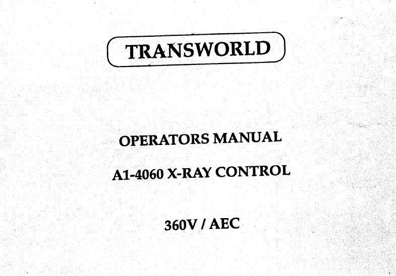 Transworld X-Ray Service manuals